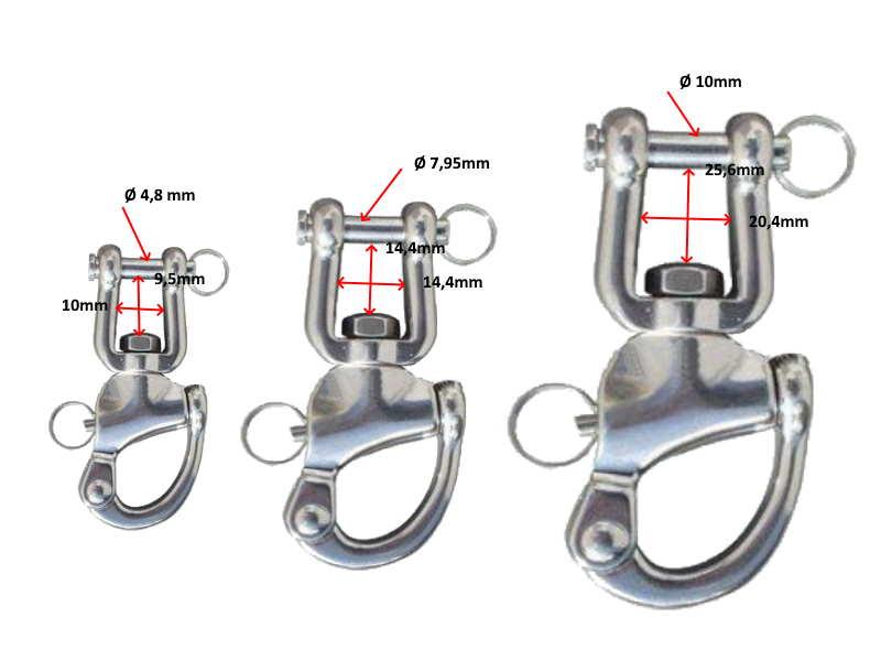 Mosqueton automatico de driza giratorio con grillete inox